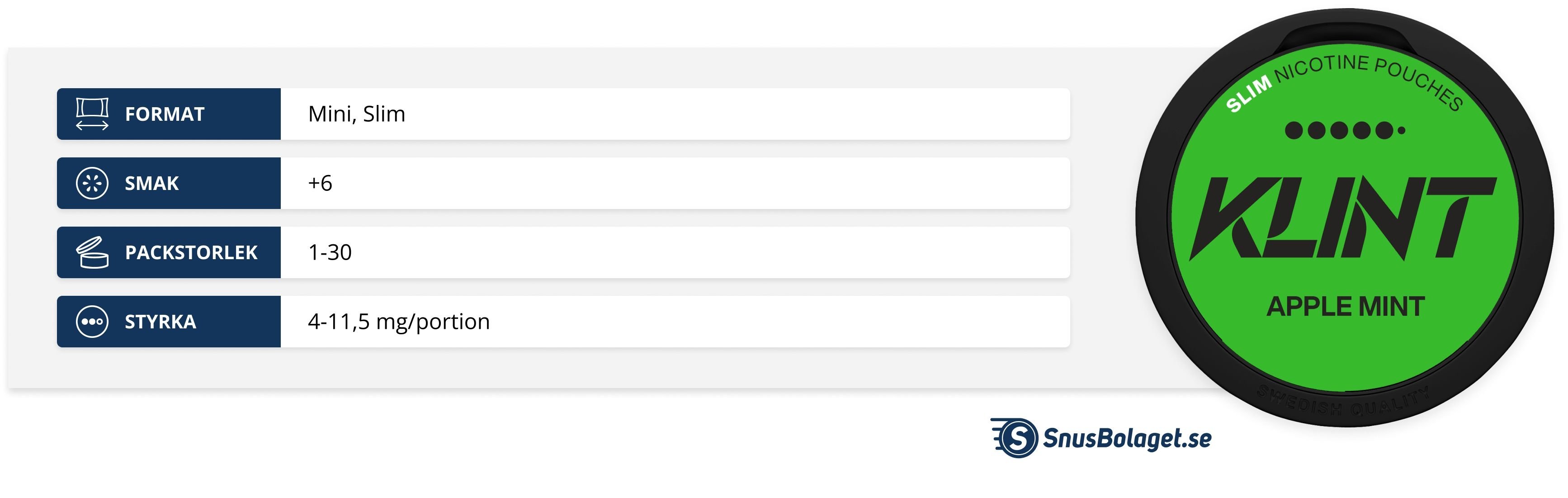 Klint snus - nikotinpåsar med snabb leverans | Snusbolaget.se